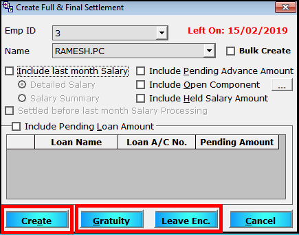 Full and final Settlement in Saral Paypack software