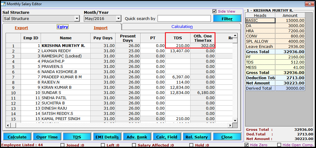 One time tax for Leave Encashment in Saral PayPack
