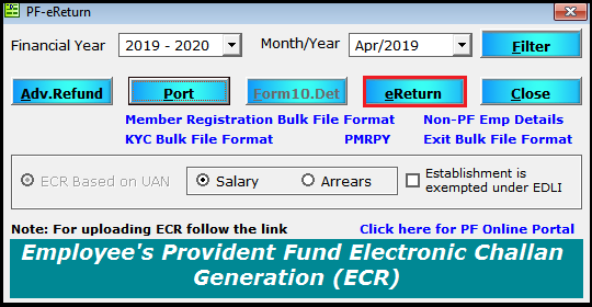 PF-ESI Return Generation in Saral PayPack